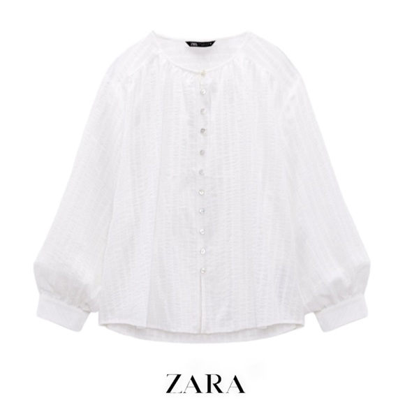 Zara | Tops | Zara White Metallic Thread Cotton Blouse | Poshmark